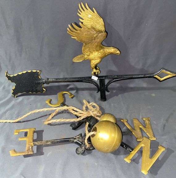 Black and Gold-Tone Metal Weather Vane with Eagle Ornament and ...