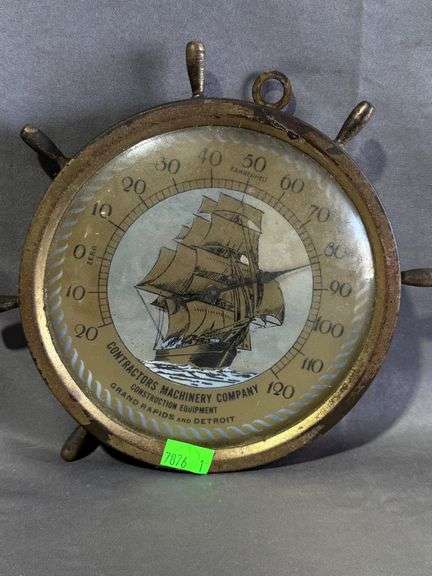 Ship Wheel-Style Thermometer by Contractors’ Machinery Company, 6 ...