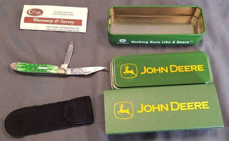 John Deere Case Pocket Knife with Green Handle and Tin Case - Metzger ...