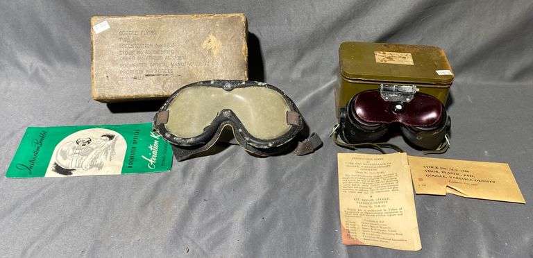 WWII Military Aviation Goggles: Type B-8 and Variable Density with ...