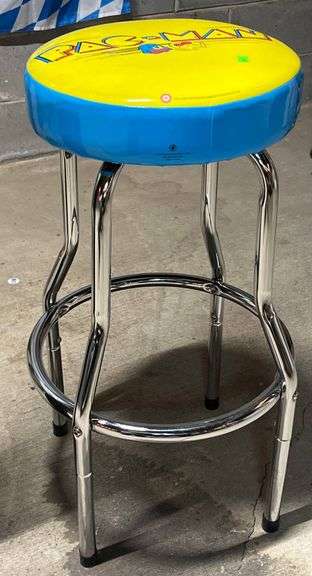 Arcade Stool with Pac-Man Graphic Design - Metzger Property Services, LLC