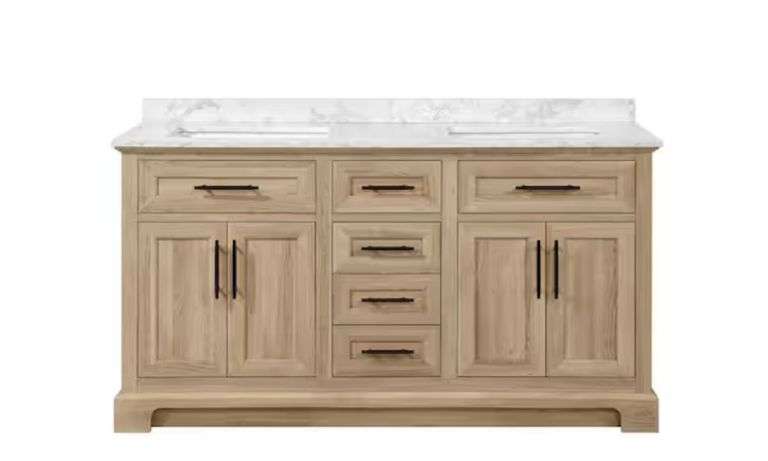 Home Decorators Collection Doveton 60 in. Double Sink Freestanding ...