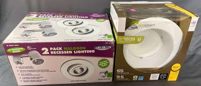 Two Boxes of Halogen and LED Recessed Lighting Fixtures - Metzger ...