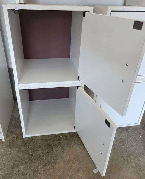 Four White Modular Storage Cabinets with Hinged Doors - Metzger ...