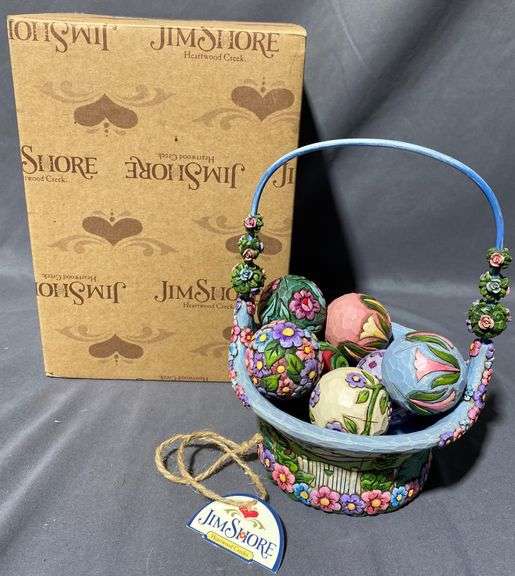 Jim Shore ‘Blossoms of Spring’ Basket with Decorative Eggs, 9″H ...