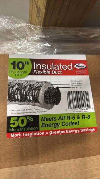 Master Flow 10 in. x 25 ft. Insulated Flexible Duct R8 Silver Jacket ...