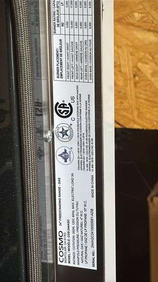 Cosmo 24 in. Nebula Collection 2.73 cu. ft. Gas Range, 4 Burners, Rapid ...