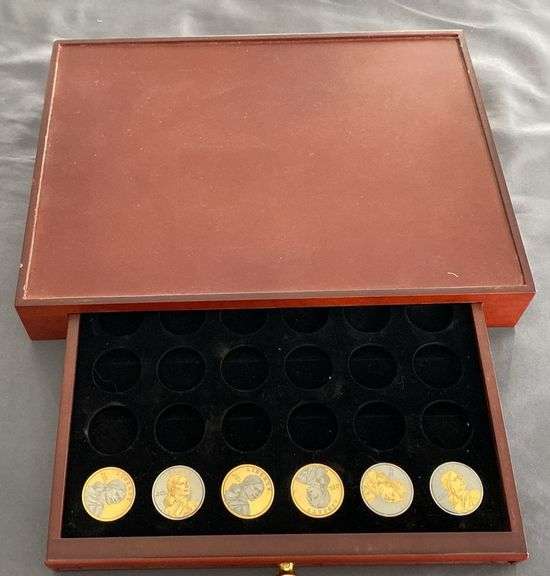(6) Gold Colored Sacagawea Dollar Coins in Display Case - Metzger ...