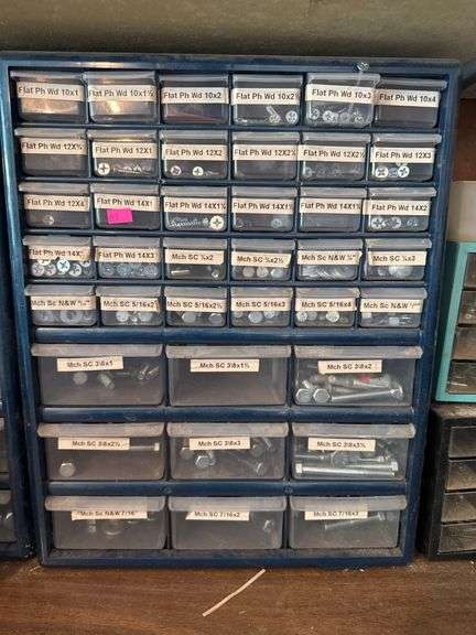 Multi-Drawer Hardware Organizer with Screws, Bolts, and Fasteners ...