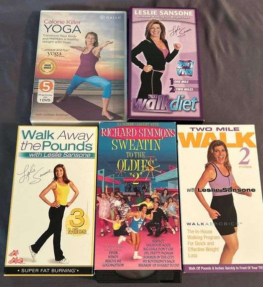 Exercise DVD and 4 VHS Tapes Featuring Yoga, Walking, and Aerobics ...