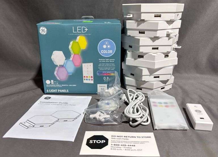 GE LED+ Hexagon Light Panels with Color-Changing Features and Remote ...