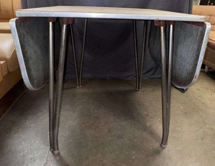 Rectangular Metal Drop-Leaf Table with Tubular Legs - Metzger Property ...