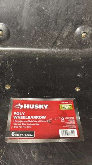 Husky 6 cu. ft. Dual-Wheel, Poly Wheelbarrow with 8 in. Flat-Free Tires ...