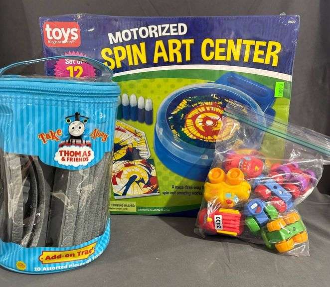 Motorized Spin Art Center, Thomas & Friends Track Pieces, and Toy ...