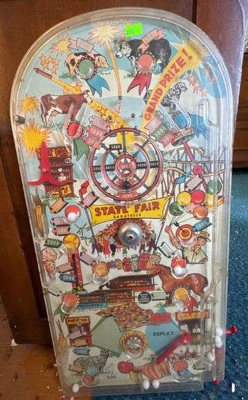 Marx State Fair Pinball Game with Illustrated Carnival Theme, 24”x12 ...