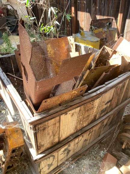 Metal Scrap Sheets and Panels in Wooden Crate - Metzger Property ...