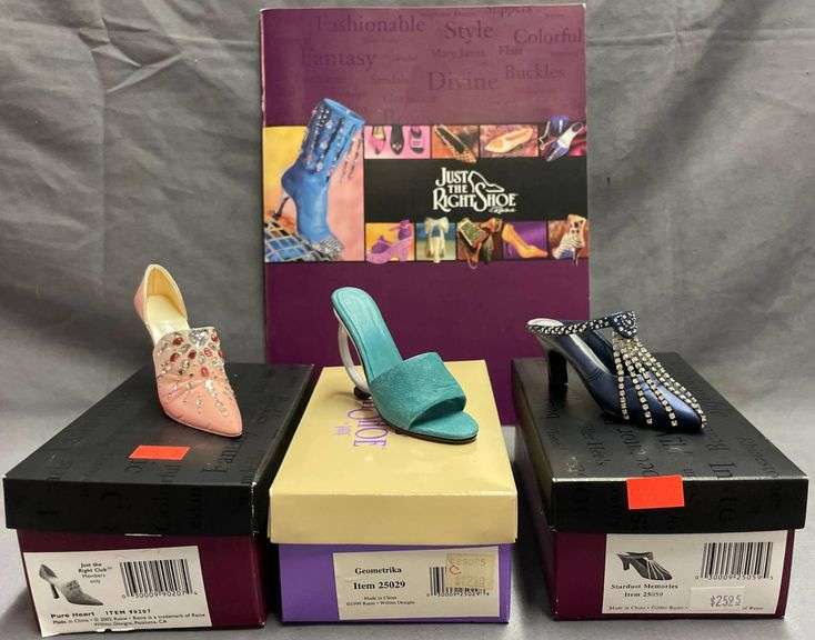 Three ‘Just the Right Shoe’ Miniature Collectible Shoes with Boxes and ...