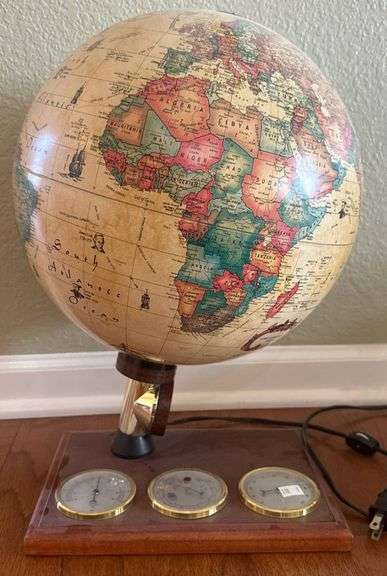 Illuminated Globe with Thermometer, Barometer, and Hygrometer - Metzger ...