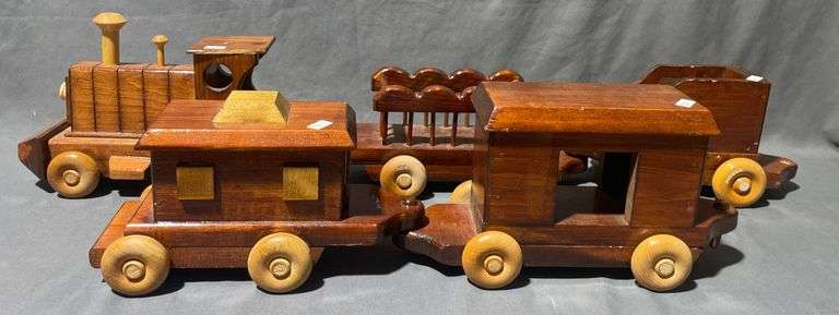 Handcrafted Wood Train Set with Engine and Five Cars 11” full 55 ...