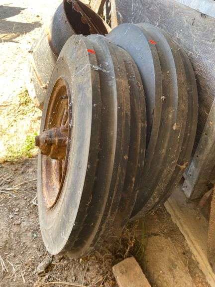 Two Steel-Spoke Wheels with Tires Marked ‘Front Tractor’ - Metzger ...