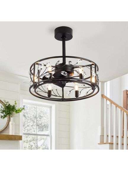 SKY HOG - Cynthia 20 in. Indoor Black Caged Ceiling Fan with Light Kit ...