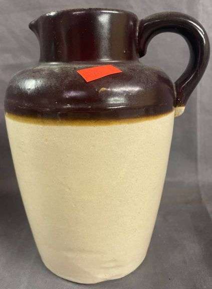 Two-Tone Pottery Pitcher with Handle and Spout - Metzger Property ...