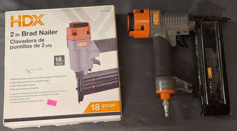 HDX 2-Inch 18-Gauge Pneumatic Brad Nailer with Original Box - Metzger ...