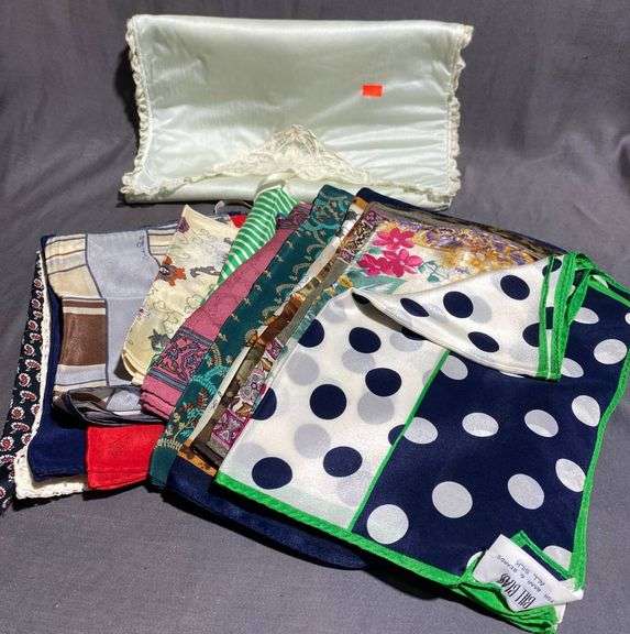 20 Silk Scarves in a Silk Case with Lace Detail - Metzger Property ...