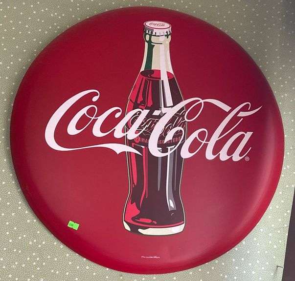 Red Coca-Cola Round Tin Sign with Bottle Design, 24-Inch Diameter ...