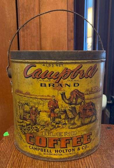 Campbell Brand 4 lb Coffee Tin with Wire Handle - Metzger Property ...