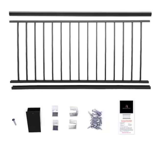 Aria Railing 36 in. x 69.43 in. Black Powder Coated Aluminum ...