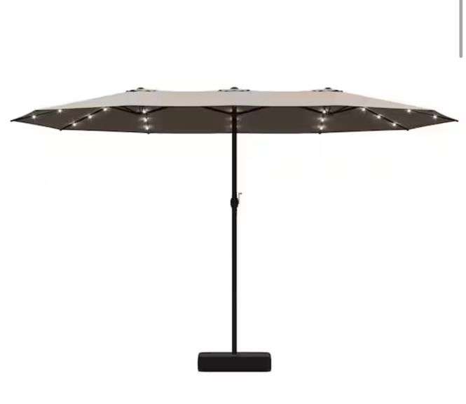 FUFU&GAGA 15 ft. Large Market Patio Umbrella with 36 Solar Lights ...
