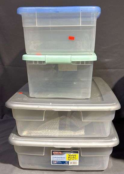 Six Empty Plastic Storage Containers With Lids - Metzger Property ...