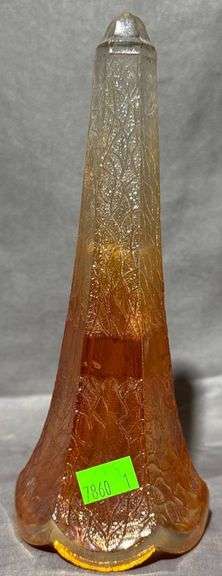 Amber Pressed Glass Fluted Vase With Textured Finish, 7.5-Inch Height ...