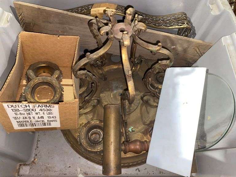 Disassembled Brass Chandelier Components and Parts - Metzger Property ...