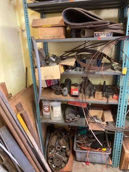 Contents of Industrial Parts Shelf with Machinist Tools and Components ...