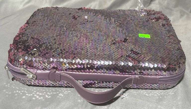 Mary Kay Purple Sequin Carrying Case with Makeup Organizers and Mirrors ...