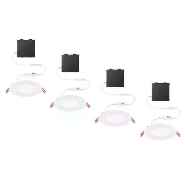 Commercial Electric Premium Series 4 in. LED, 2-Level Lumen Select, Ultraslim Canless Recessed ...