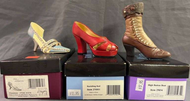Three Miniature Shoe Figurines by Raine, 4-Inch, with Original ...