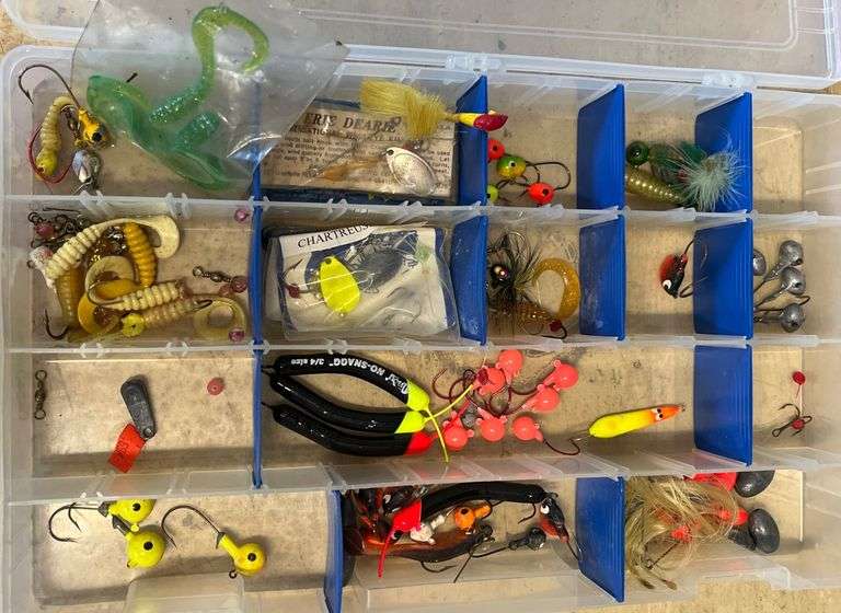 Plastic Case Containing Assorted Fishing Lures and Jig Heads - Metzger ...