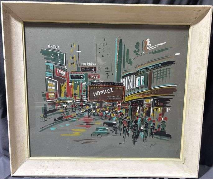 Framed Painting of Times Square by Renauld for Eastern Art Products 26× ...