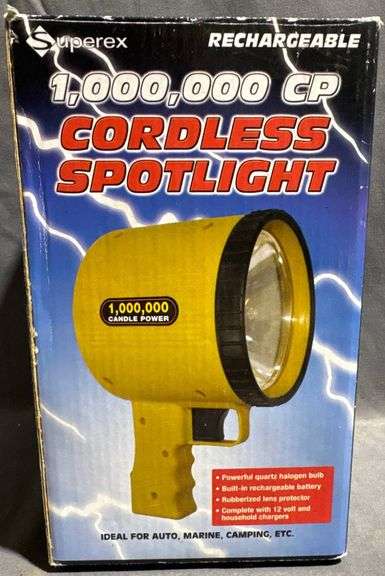Superex 1,000,000 Candle Power Cordless Spotlight with Rechargeable ...