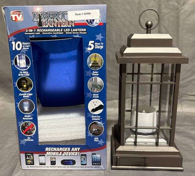 Liberty Lantern 3-in-1 Rechargeable LED Lantern with Solar Panel ...