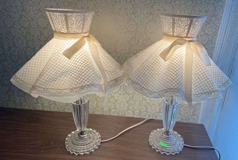 Glass Table Lamps with Plastic Shades, 16-Inch - Metzger Property ...
