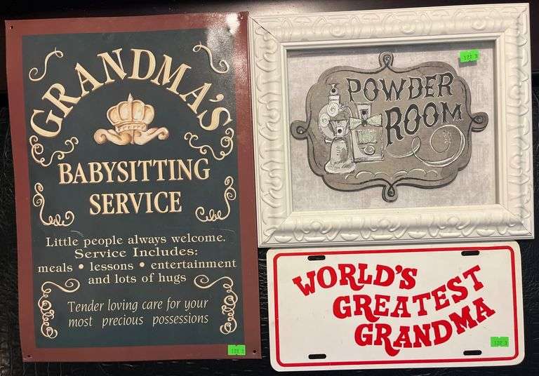 Three Wall Signs Featuring Grandma and Powder Room Themes - Metzger ...