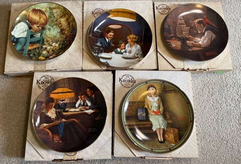 5- Edwin M. Knowles Collector Plates Featuring Norman Rockwell Artworks ...