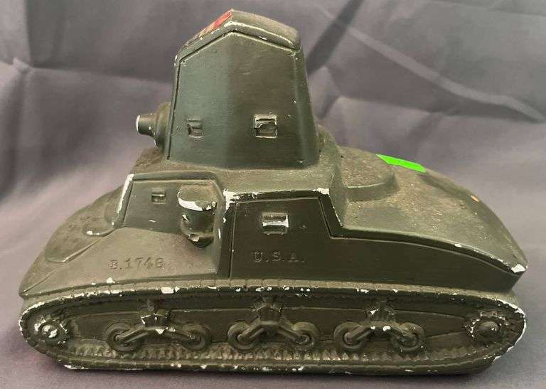 Green Painted Chalk Tank Bank for War Bonds Promotion - Metzger ...