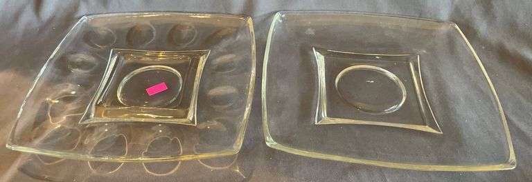 Clear Glass Square Serving Plates with Indented Designs - Metzger ...