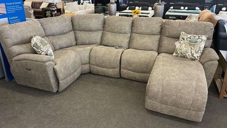 La-Z Boy Trouper Model 724 5-Piece Power Sectional with Extra Chaise - Metzger Property Services ...