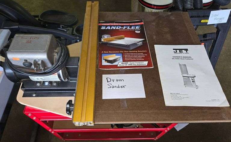 Sand-Flee Drum Sander with Baldor Motor on Mobile Red Cart - Metzger ...